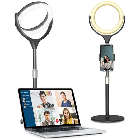Video Conference Lighting, 8" Desktop Ring Light with Stand Laptop ...