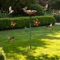 Metal Bird Bath Stake Flower Shaped Garden Bird Feeder & Waterer ...