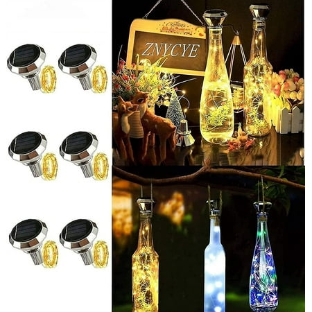 Surrme 6 Pack Solar Wine Bottle Lights 20 Leds Solar String Lights For ...
