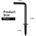 40 Pack L Hooks 1 Inch Small Black Wall Hook Vintage L Shape Screw in ...