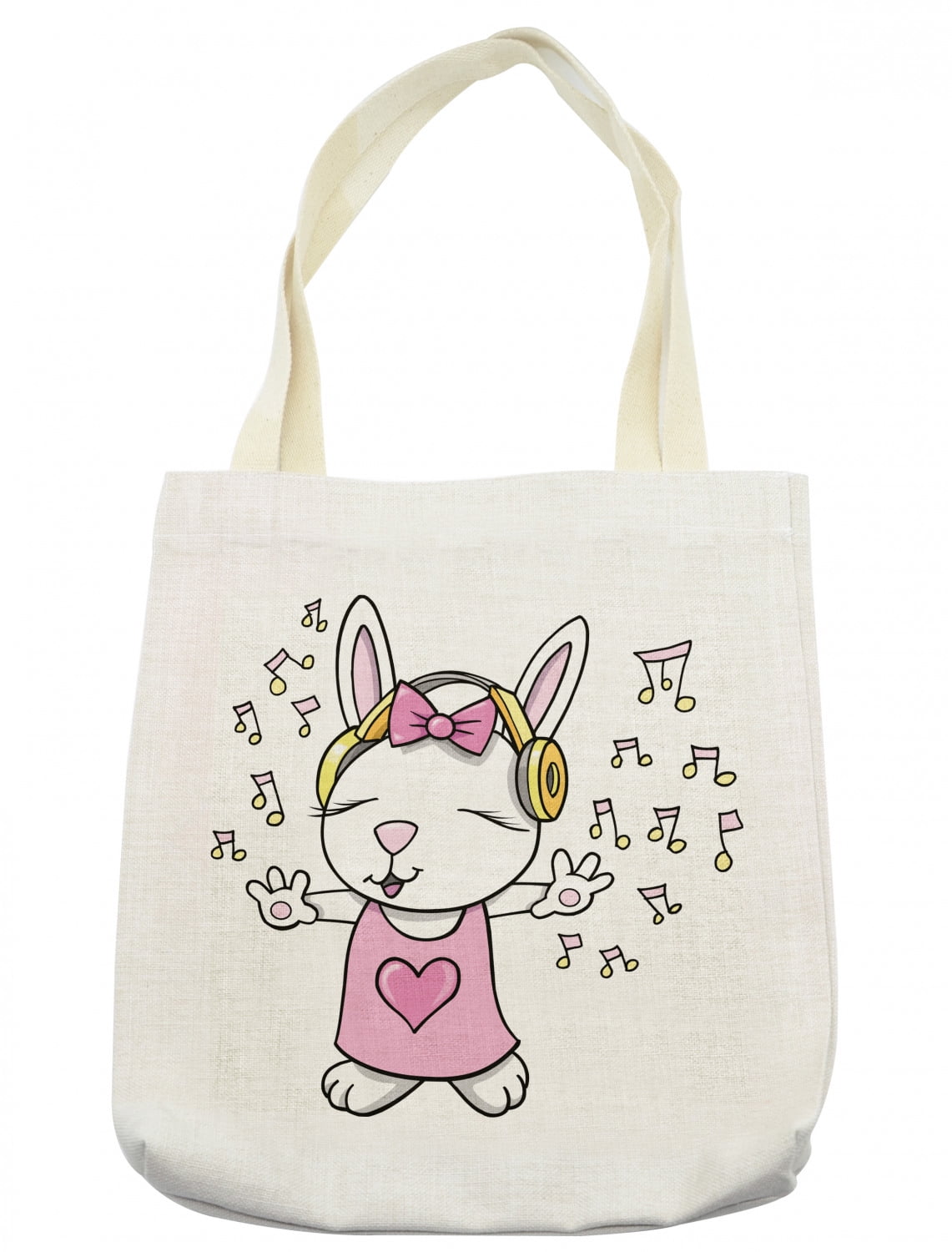 Bunny Tote Bag, Rock Star Rabbit Animal Speakers Music Notes Girls ...