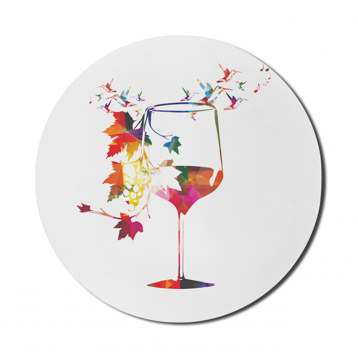 Winery Mouse Pad for Computers, Wine Glass with Colorful Imaginary ...