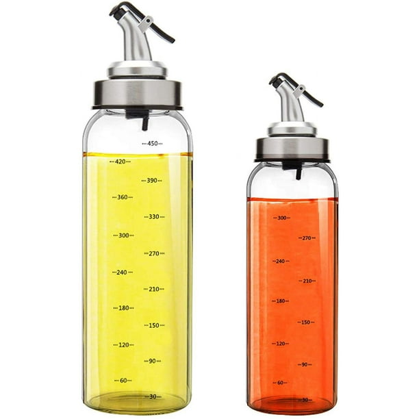 Olive Oil Dispenser Bottle (2 Pack) - Glass Salad Dressing Container ...