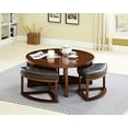5-Piece Espresso Coffee Table Set - Modern Round Table with 4 ...