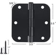 42 Pack Matte Black Interior Door Hinges 3.5 Inch 5/8" Radius Rounded ...