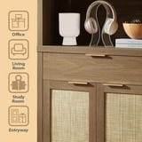 ARKANTOS Rattan 5 Shelf Bookcase with Doors Adjustable Shelf and ...