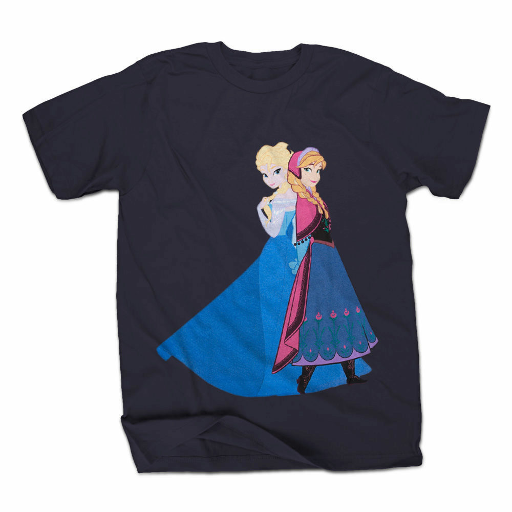 Disney Frozen Anna and Elsa Sisters Mens Navy Blue T-Shirt | S ...