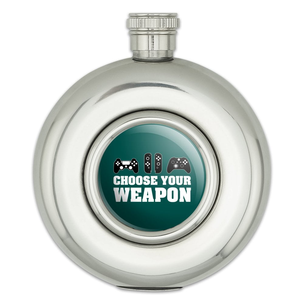 Choose Your Weapon Controllers Games Gamer Round Stainless Steel 5oz ...