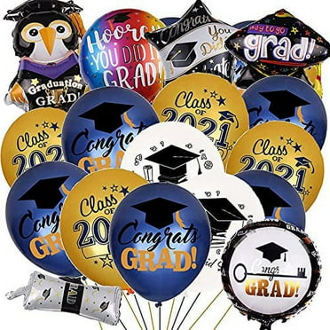 12 Pcs Graduation Balloons Graduation Cap Balloon Congrats Grad Hat ...