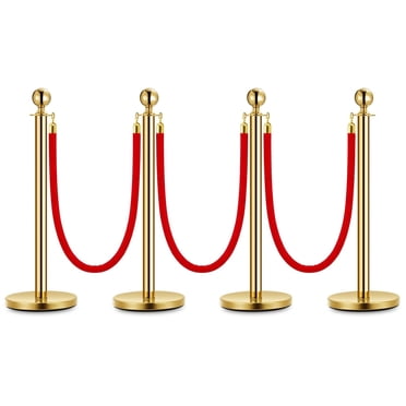 Fichiouy 6Pcs Crowd Control Barrier Metal Base Gold Stanchion Post with ...