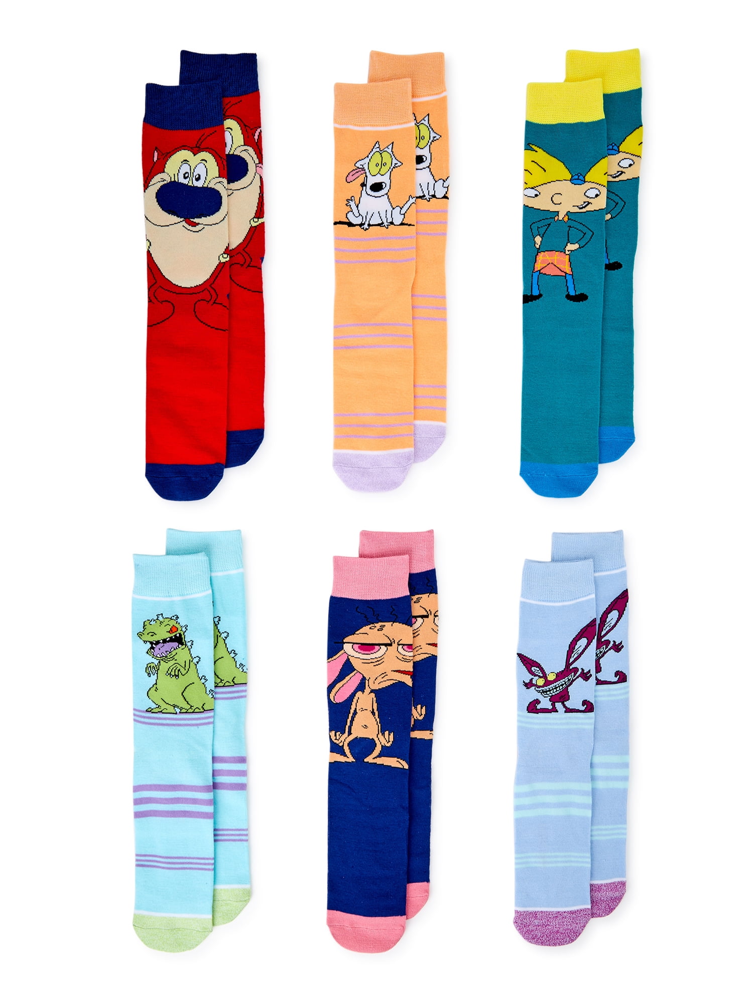 Nickelodeon 1990s Cartoon Characters Men’s Crew Socks, 6-Pack - Walmart.com