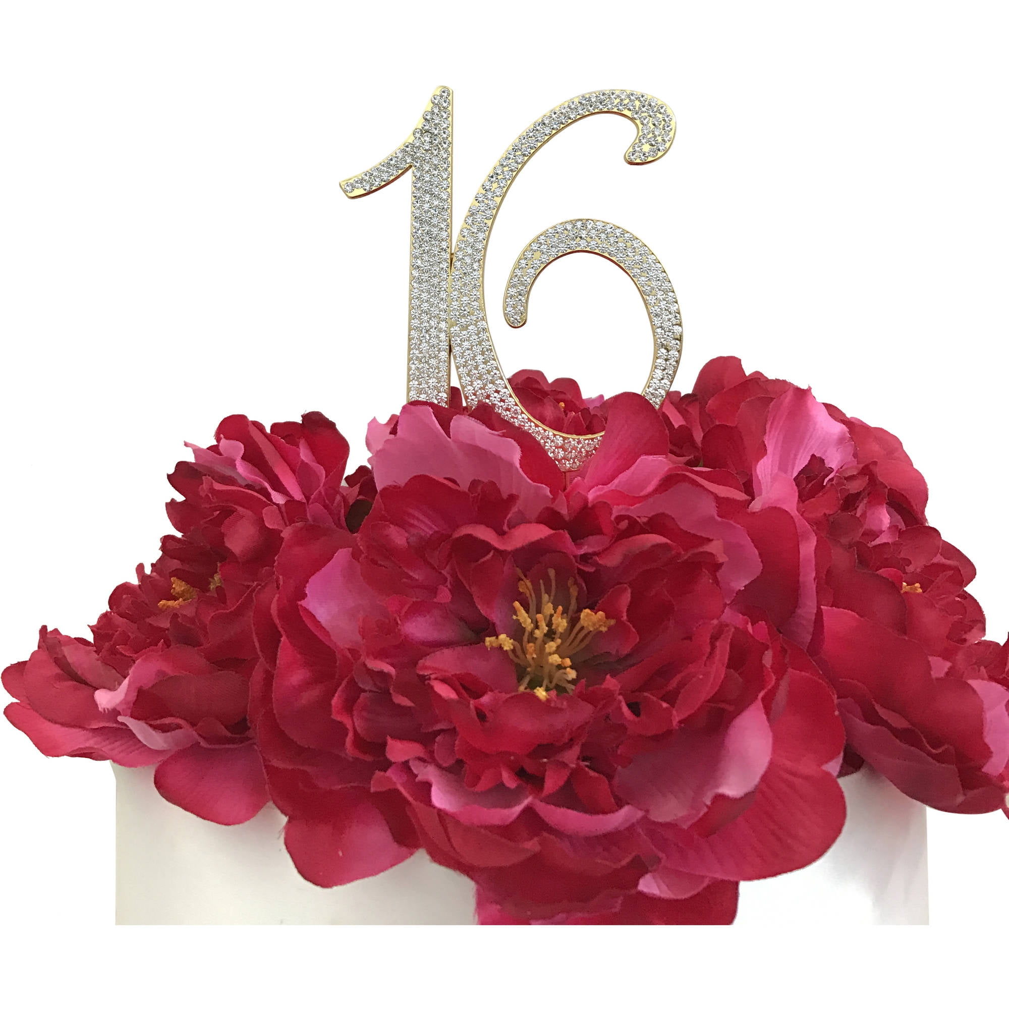 Sparkling Collection Number 16 Rhinestone Cake Topper, Gold - Walmart.com