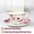 Tea Cup and Saucer Set of 6 (12 pieces), Floral Tea Cups, 8 Oz.Bone China Porcelain - Walmart.com