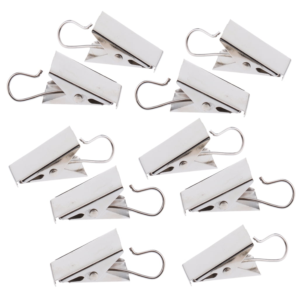 10Pcs Curtain Clips with Hook Shower Curtain Panel Hanger Clamp ...