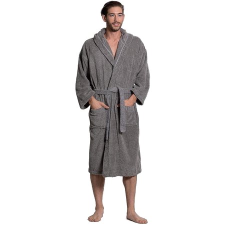 SHTUUYINGG Men's Turkish Terry Cloth Robe, Thick Hooded Bathrobe - BdlivMen's Turkish Terry ...