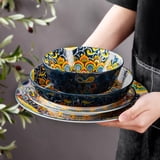 vancasso 16 Piece Bohemian Dinner Dish Set, Multicolor Porcelain Plates ...