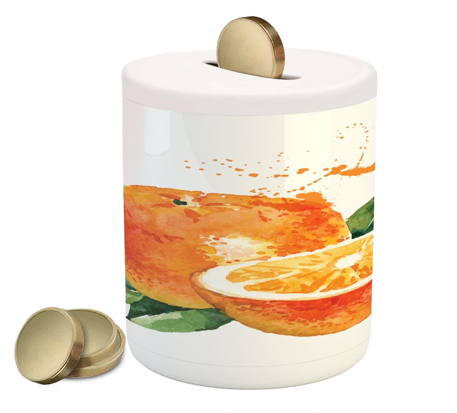 Fruit Piggy Bank, Watercolor Orange Yummy Kitchen Natural Organic ...
