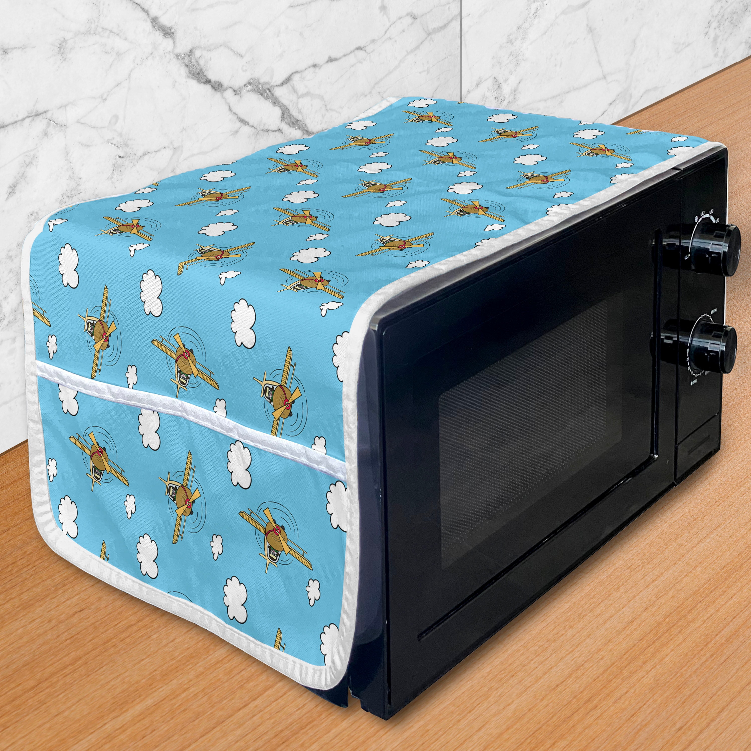 Cartoon Microwave Oven Cover, Themed Pattern of Clouds and Flying Plane ...