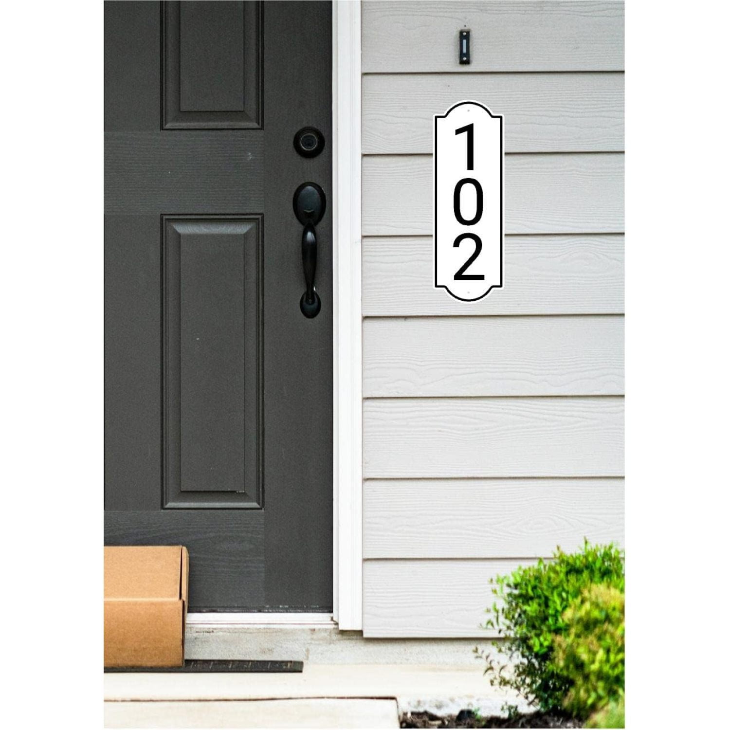 Vertical White and Black House Number, Address Plaque Outside Sign ...