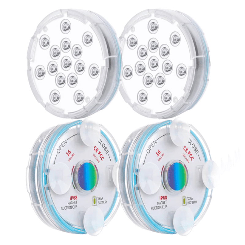 4 Packs Submersible Led Pool Lights, 16 Colors Underwater Pond Lights ...