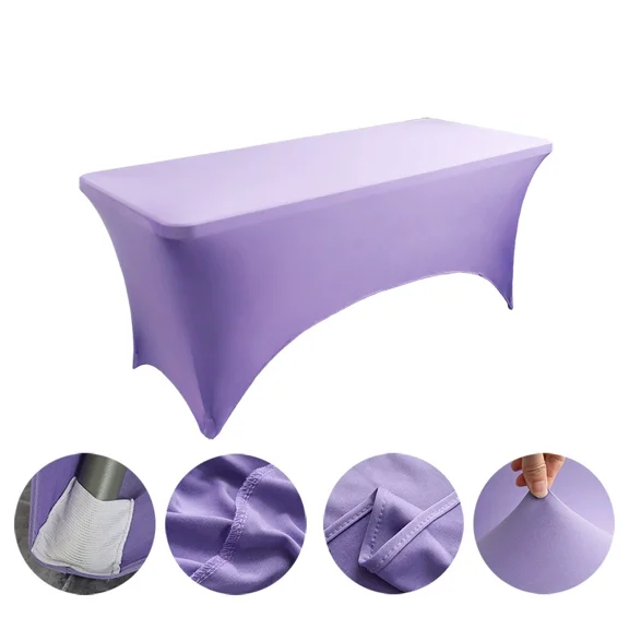 Eurmax 4Ft Rectangular Fitted Spandex Tablecloths Table Covers(Black ...