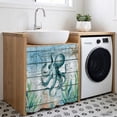 Coastal Octopus Cabinet Curtains 35"W x 35"L,Dustproof Sink Skirt ...
