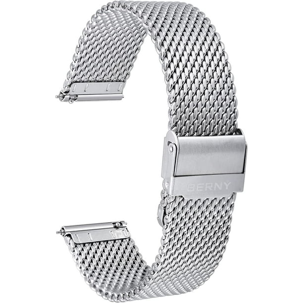Stainless Steel Mesh Watch Band for Mens Women Quick Release Adjustable ...
