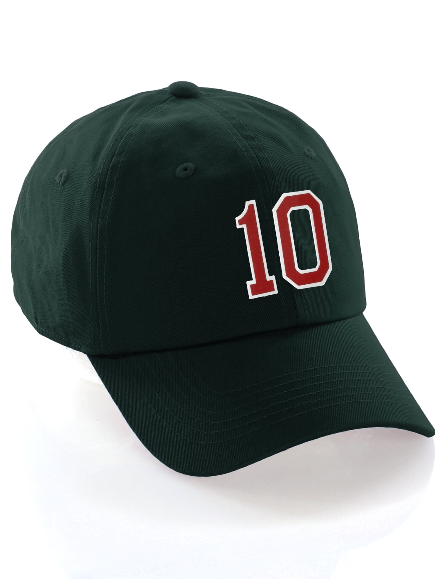 Customized Number Hat 00 to 99 Team Colors Baseball Cap, Dk Green Hat ...