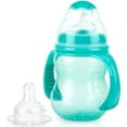 Nuby 3-Stage Wide Neck No Spill Bottle with Handles And Non-Drip Juice Spout, 3 Months, 8 Ounce ...