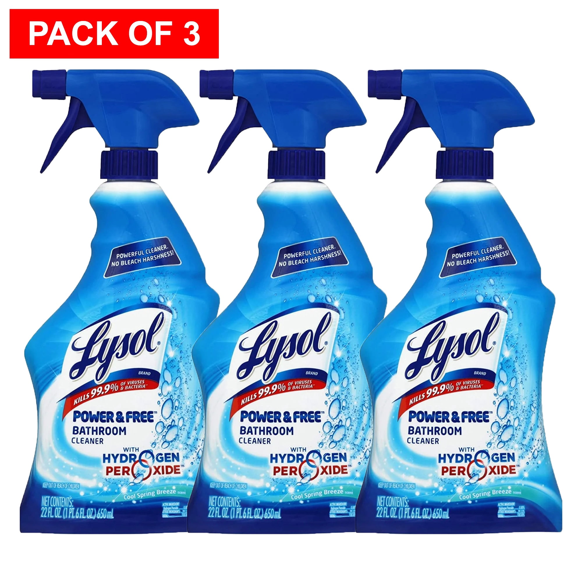 Lysol Power & Free Bathroom Cleaner Hydrogen Peroxide, Spring Breeze ...