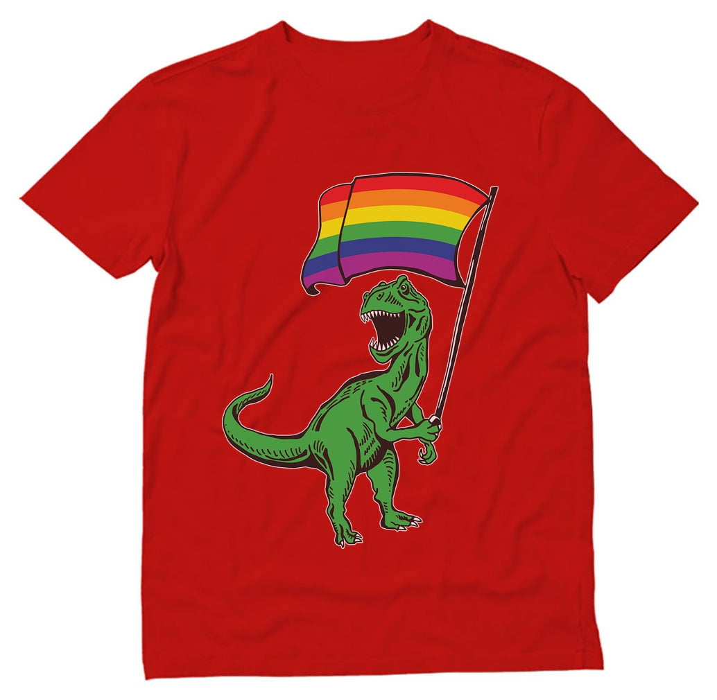 T-Rex Rainbow Flag Gay Pride Shirt - Casual LGBTQ Wear - 'Love is Love ...