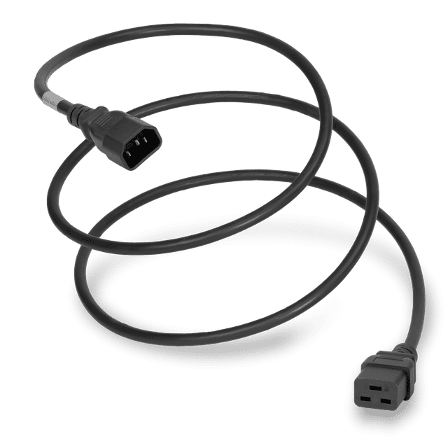 World Cord Sets 12 Foot IEC 60320 C14 to C19 PDU Adapter Style 15 Amp Power Cable (Black ...