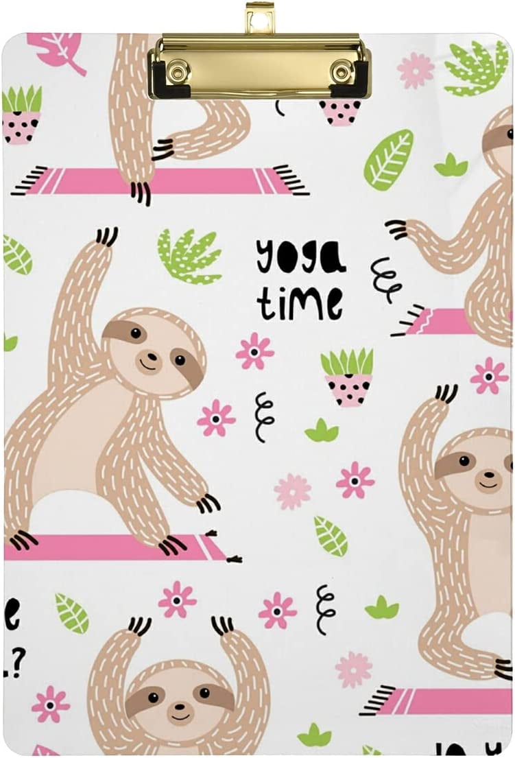 FMSHPON Cute Sloths Clipboard Hardboard Wood Nursing Clip Board and ...