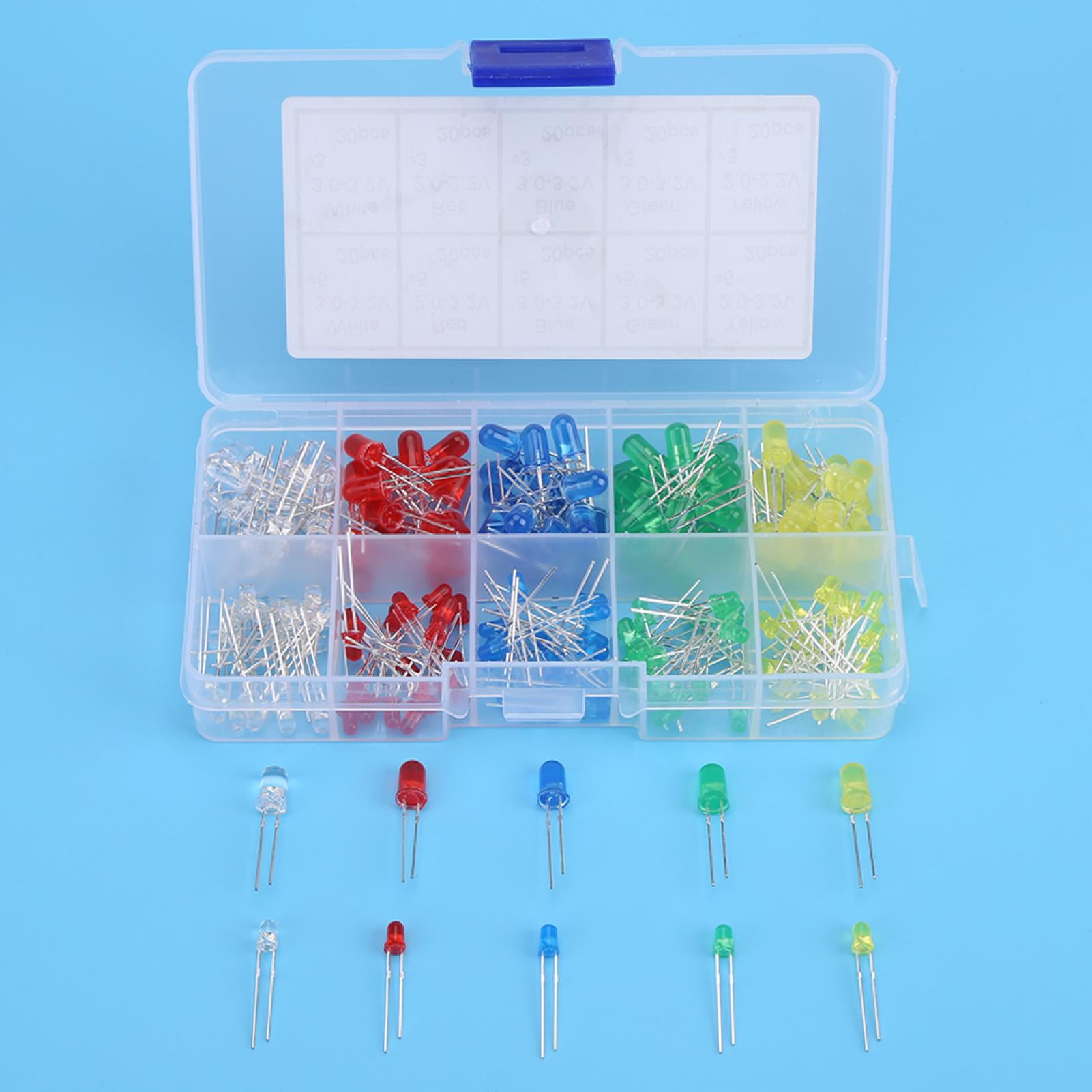 200 Uds Diodos Emisores de Luz LED Multicolor Redondos 2 pines 3mm 5mm Mini Paquete de Difusores ...