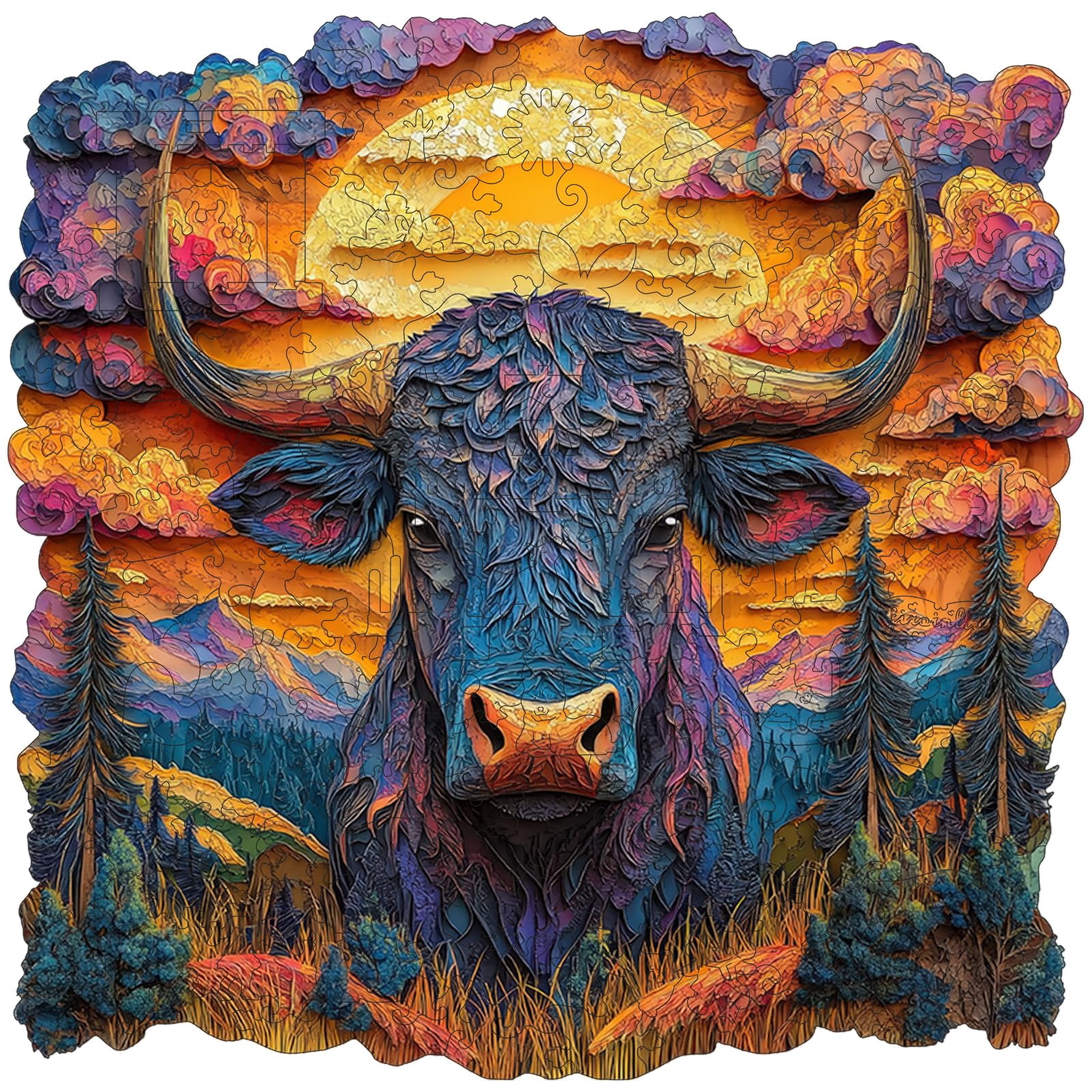 Puzzle de madera Jiroinlly 3D Longhorn 500 piezas para adultos | Bodega ...