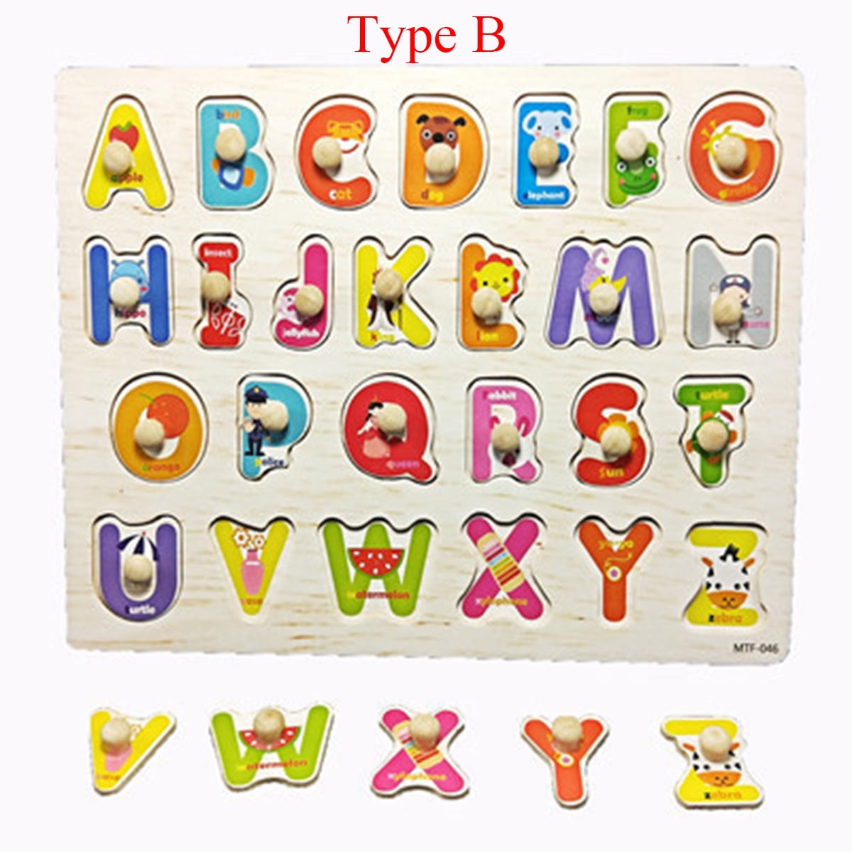 Wooden Peg Puzzle for Toddlers Numbers Letters Animal Puzzle ...