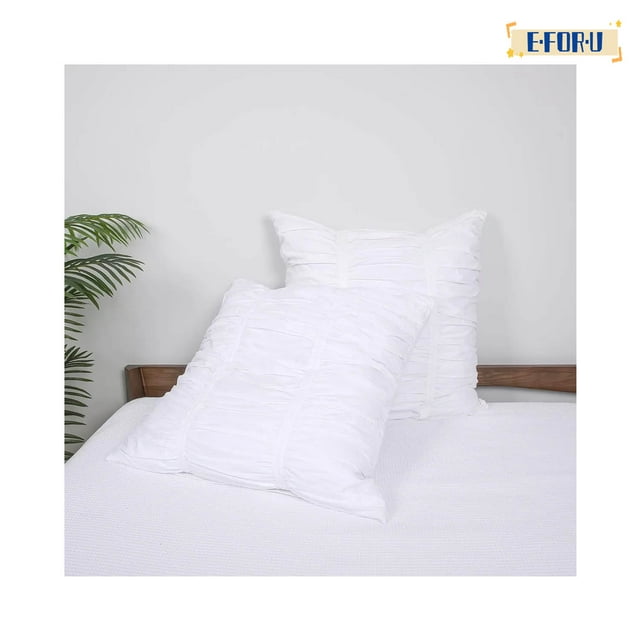 Euro Shams Set of 2 26x26 with Hand-Pleated Crinkles European Sham 100% ...