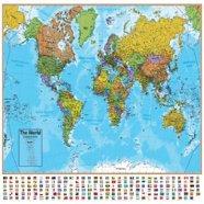 24" x 36" Smithsonian Journeys Tan Ocean World Wall Map - Laminated ...