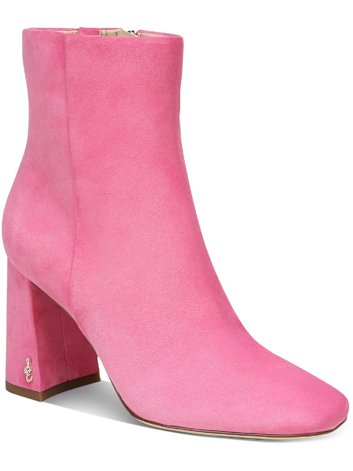Sam Edelman Womens Codie Suede Square Toe Booties Pink 10 Medium (B,M ...