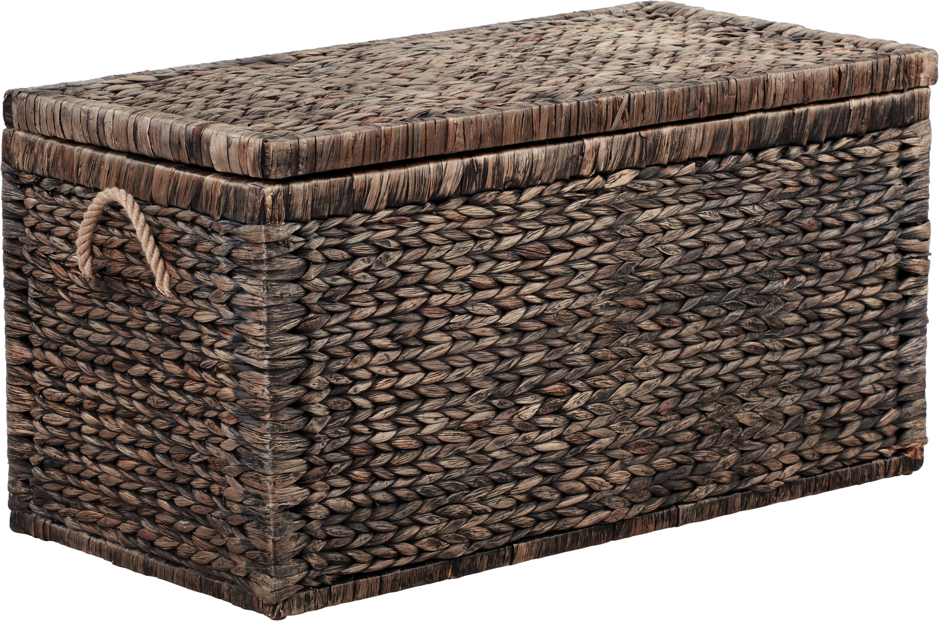 ClickDecor Farmhouse Wicker Storage Trunk with Handles, Black Washed ...