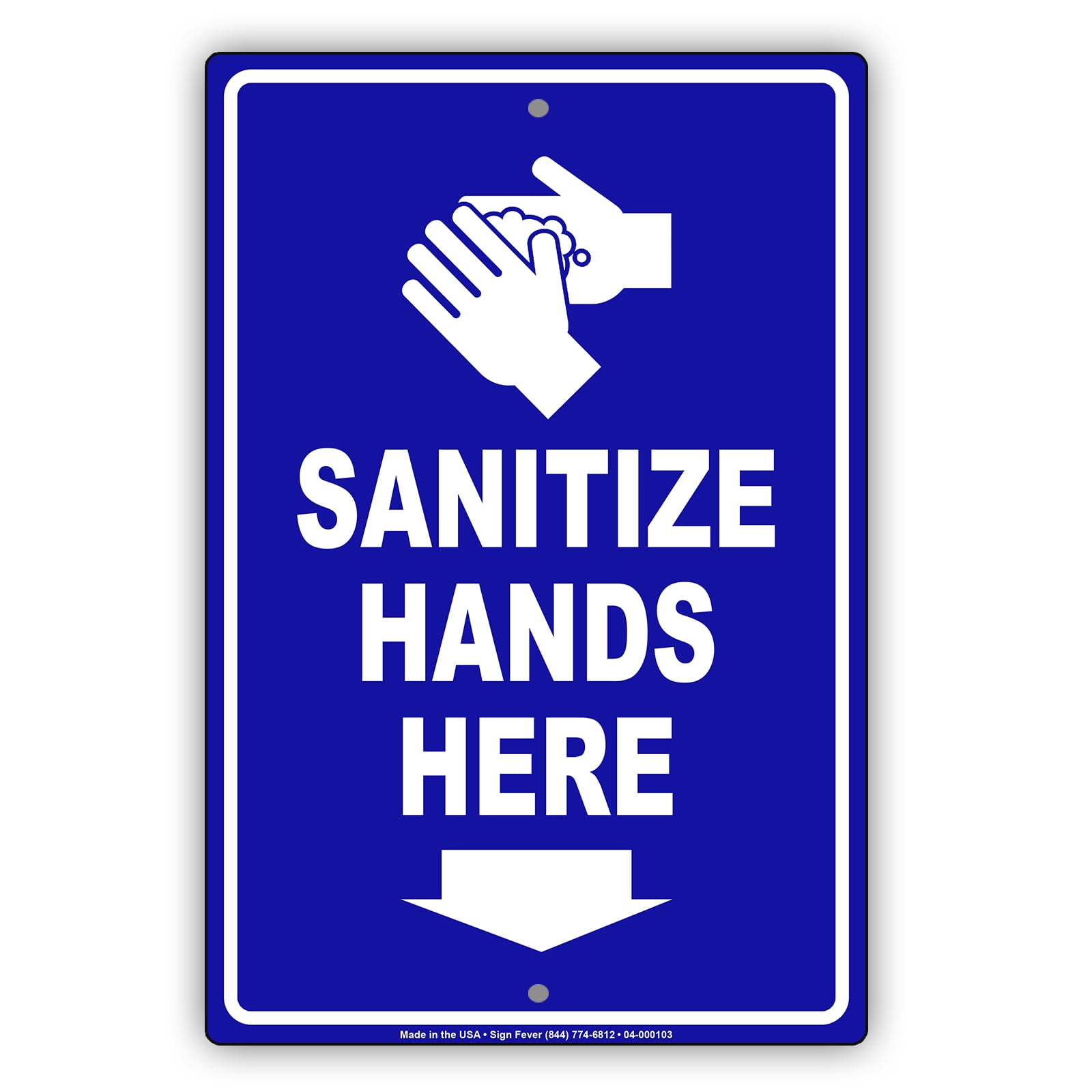 Sanitize Hands Here with Down Arrow Notice Display Health and Safety ...
