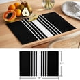 Abstract White Striped Cotton Linen Placemats Set of 6, Simple Black ...