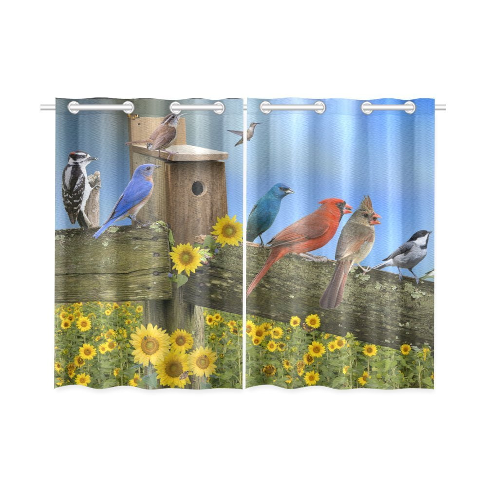 MYPOP cardinals Window Curtain Kitchen Curtain 26x39 inches (Two Piece ...