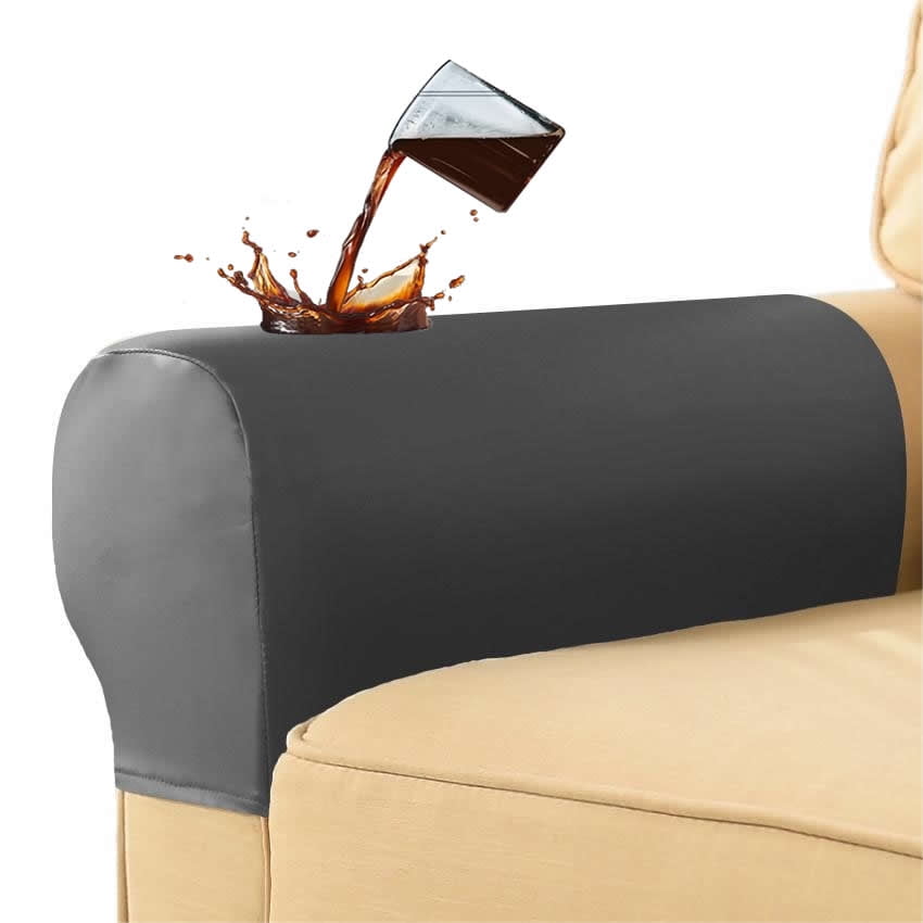 PU Leather Stretch Armrest Covers, Waterproof Arm Slipcovers with Twist ...