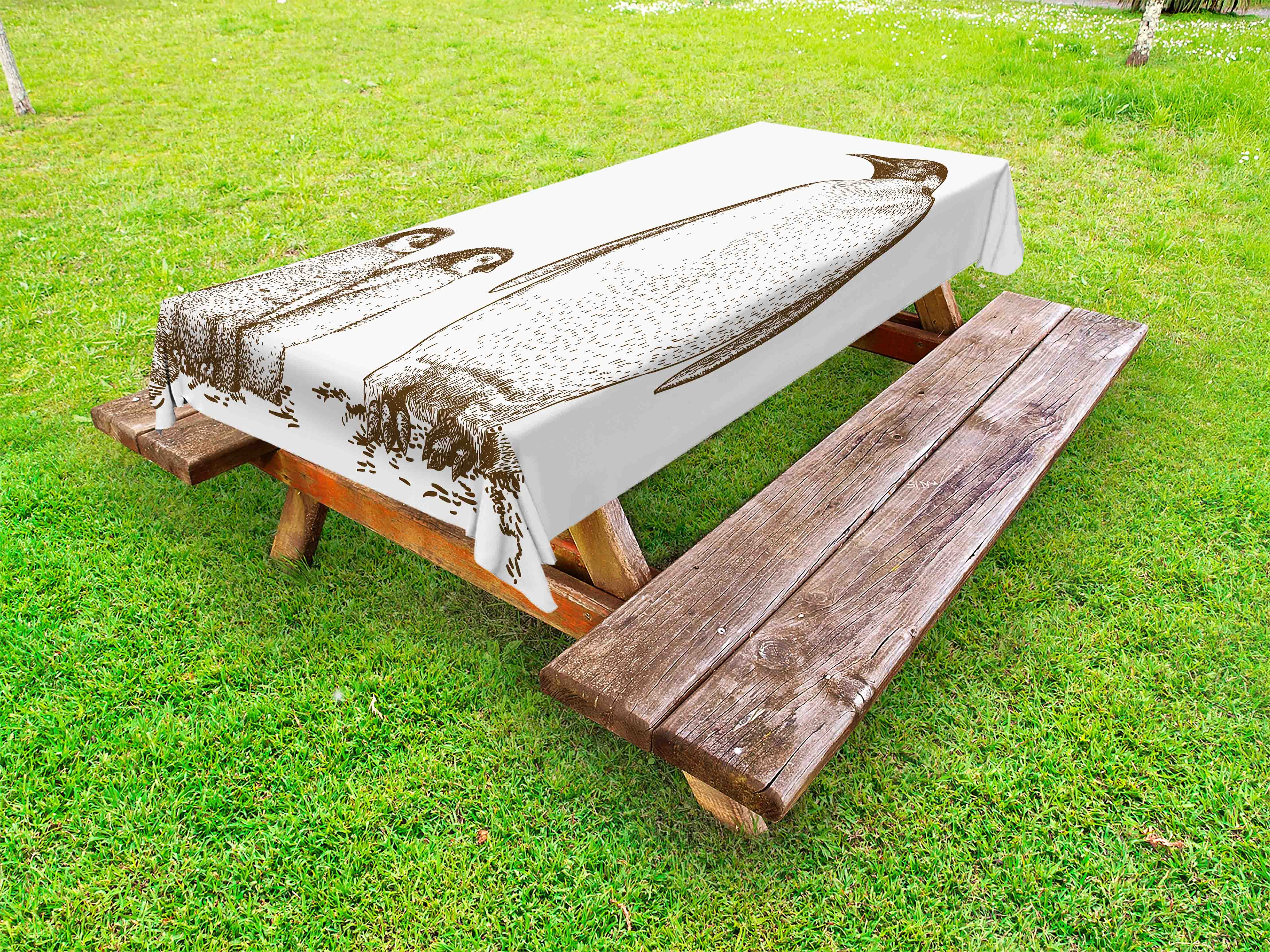 Sea Animals Outdoor Tablecloth, Engraving Antique Illustration King ...