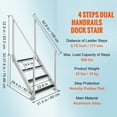 BENTISM 4-Step Adjustable Dock Ladder, Aluminum, 30-38in Height, Dual ...