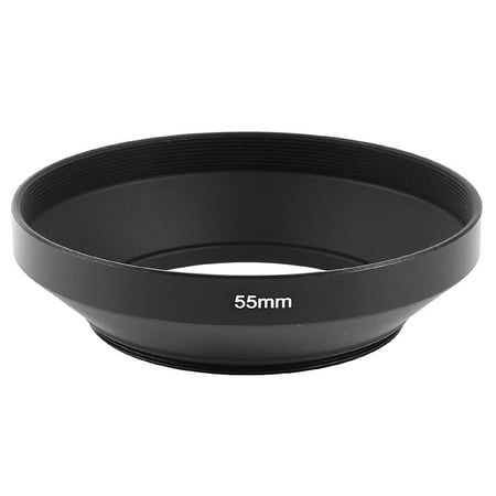 Black Metal 55mm Thread Screw In Universal Wide Angle Lens Hood Cover ...