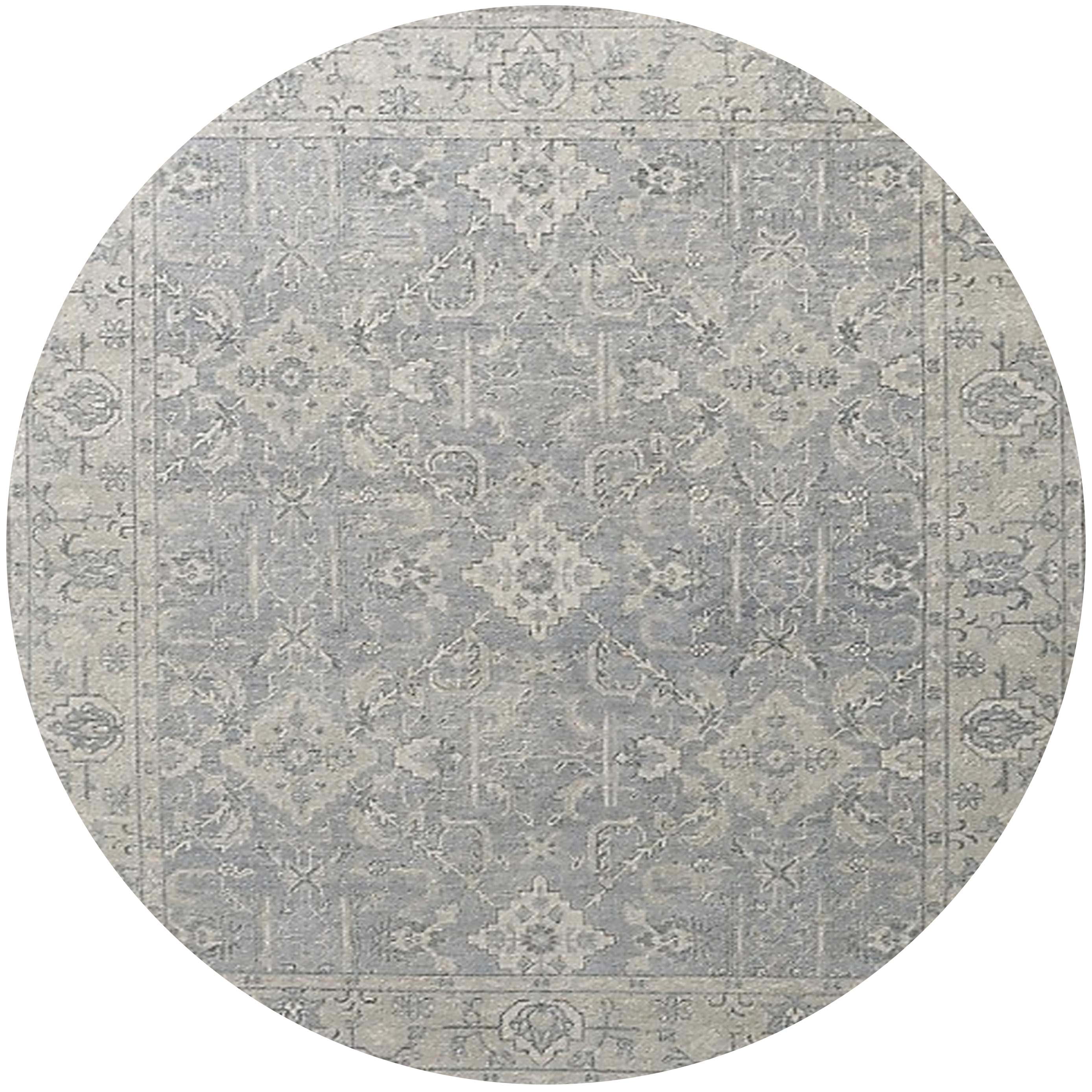 Ahgly Company Indoor Round Mid-Century Modern Pale Silver Gray Oriental ...