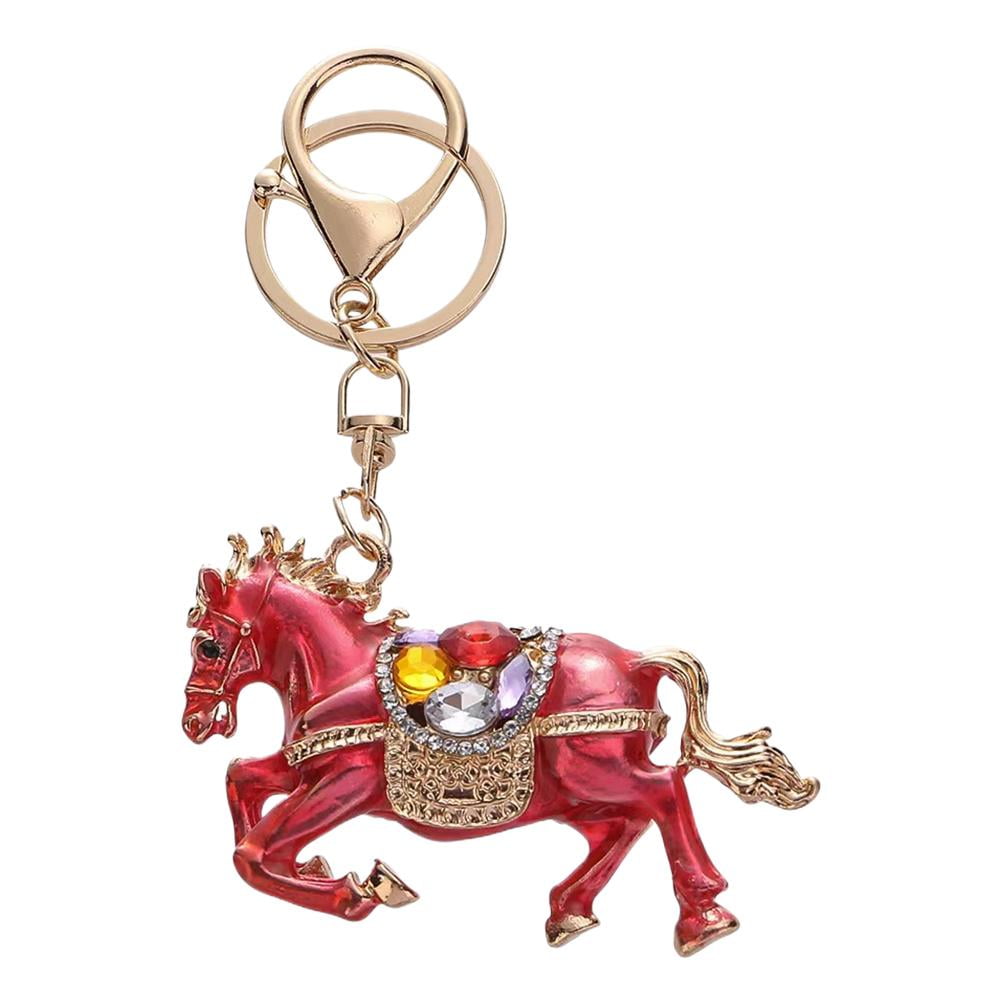 Year of The Horse Keychains,Rhinestone Horse Keyring for Bag Backpack ...