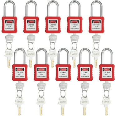 Lockout Tagout Lock Sets, 10 Yellow Keyed Alike Unlimited Grouping Safety Padlocks, 2 Keys Per ...